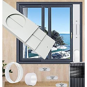 Portable Air Conditioner Window Seal Kit,Universal Portable AC Replacement Sliding Window Seal Plate for 5.9 Inch Exhaust Hose, Adjustable Max Length to 48 Inch Window Vent Kit