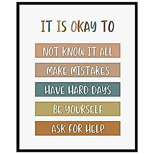 Boho Classroom Decor It Is Okay To Be Yourself Classroom Wall Decor Teacher Gift Child Art Playroom Decor Classroom Quotes - UNFRAMED (8X10 INCH)