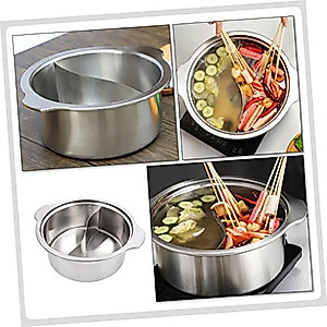 Happyyami 1pc Stainless Steel Skewer Pot Soup Pot with Lid Ramen Cooker Korean Pots for Cooking Hot Pot Shabu Shabu Hot Pot Divided Hot Pot Induction Thicken Pot Kitchen Gadget Small Pot