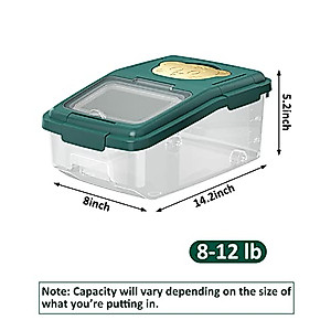 BNOSDM Airtight Cat Food Storage Container 8 lb Pet Dog Foods Storage Bins with Wheel Transparent Plastic Bulk Dry Feed Dispenser Measuring Cup, Seal Locking Lid Rice Cereal Flour