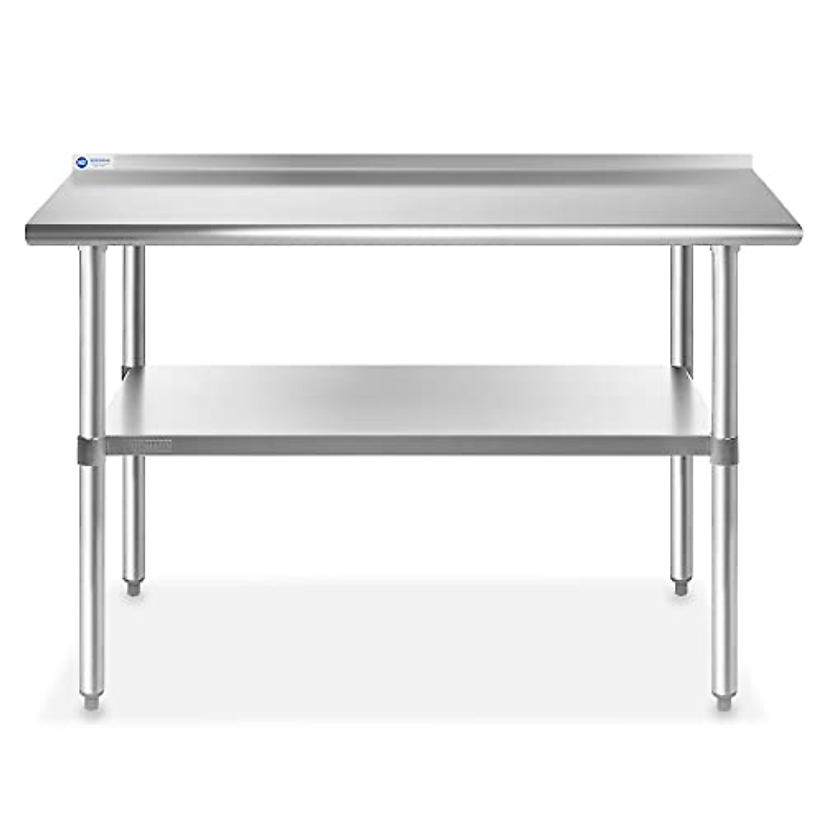 GRIDMANN Stainless Steel Kitchen Prep Table 48 x 24 Inches with Backsplash & Under Shelf, NSF Commercial Work Table for Restaurant and Home