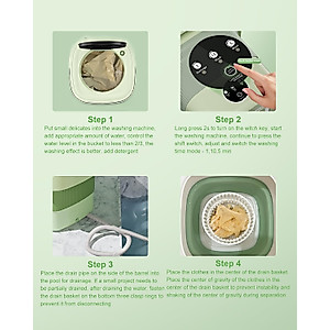 Portable Washing Machine, 9L Mini Laundry Washer with 3 Modes Cleaning for Underwear, Baby Clothes, Sock, Small Delicates. Foldable Washer and Dryer Combo for Apartment, Home, Hotel, Camping,RV(Green)