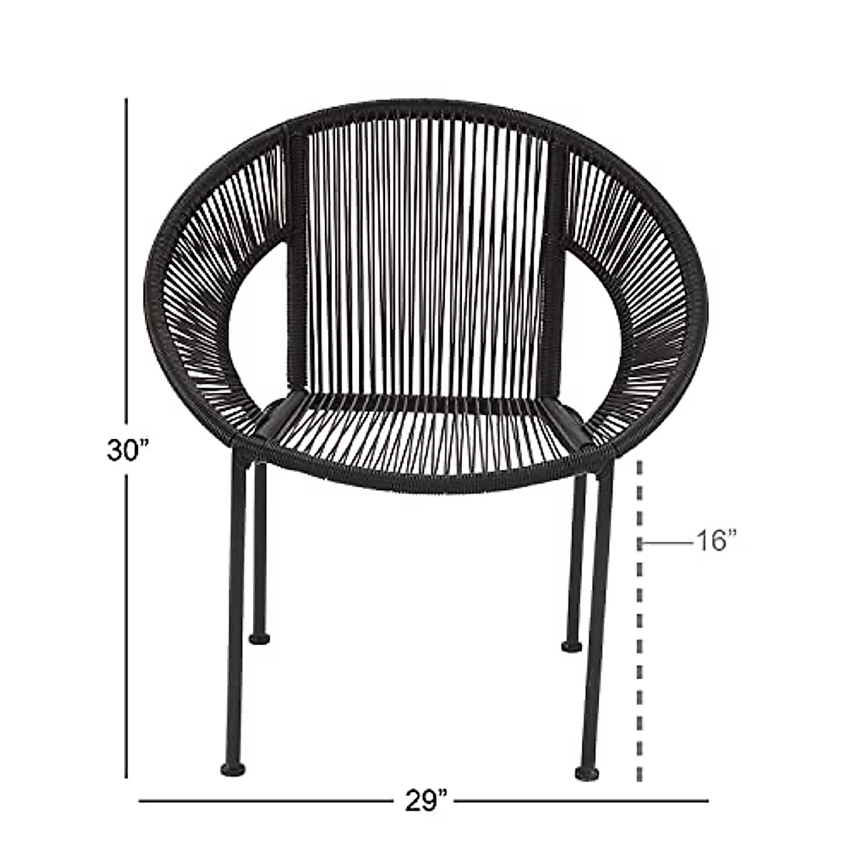 Deco 79 Contemporary Plastic Rattan Oval Outdoor Chair, 29" x 23" x 30", Black
