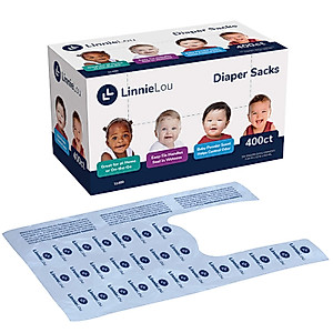 LinnieLou Disposable Diaper Sack Portable Essentials kit, (400 Pack), Blue