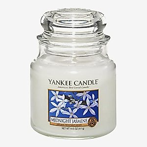 Yankee Candle Small Jar Scented Candle, Midnight Jasmine, Up to 30 Hours Burn Time, Glass, White