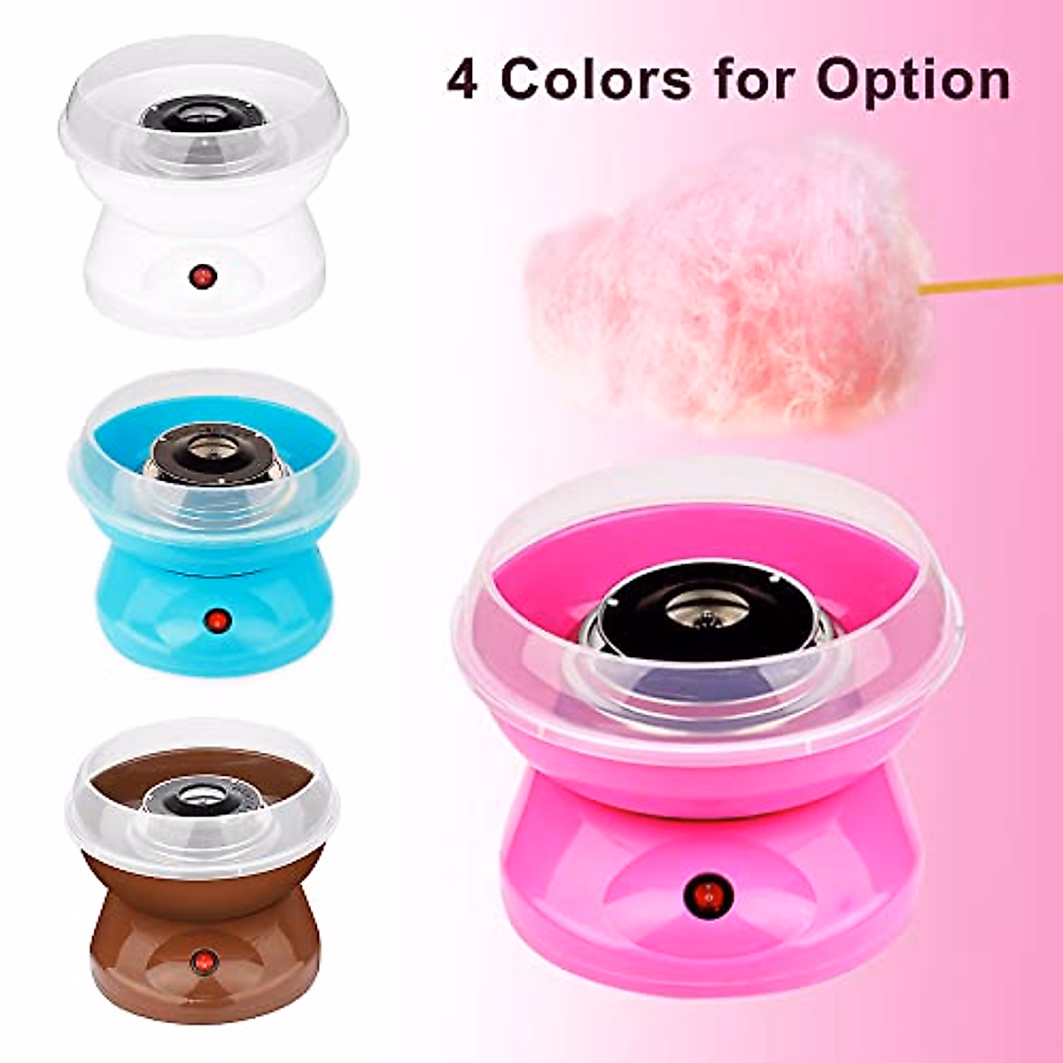 Cotton Candy Machine Desktop Cotton Candy Maker 450W Candy Floss Machine with Splash Prevention Bowl Sugar Scoop 10pcs Candy Sticks