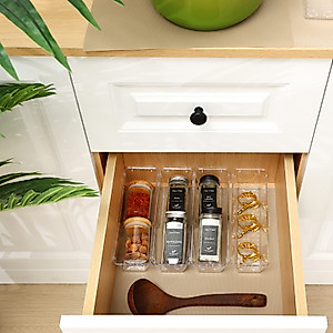 Fixwal 8 PCS Clear Drawer Organizers, 9 x 3 x 2 Plastic Rectangular Trays, Dresser Storage Bin Dividers for Cosmetics, Jewelry, Gadgets, Bathroom, Office