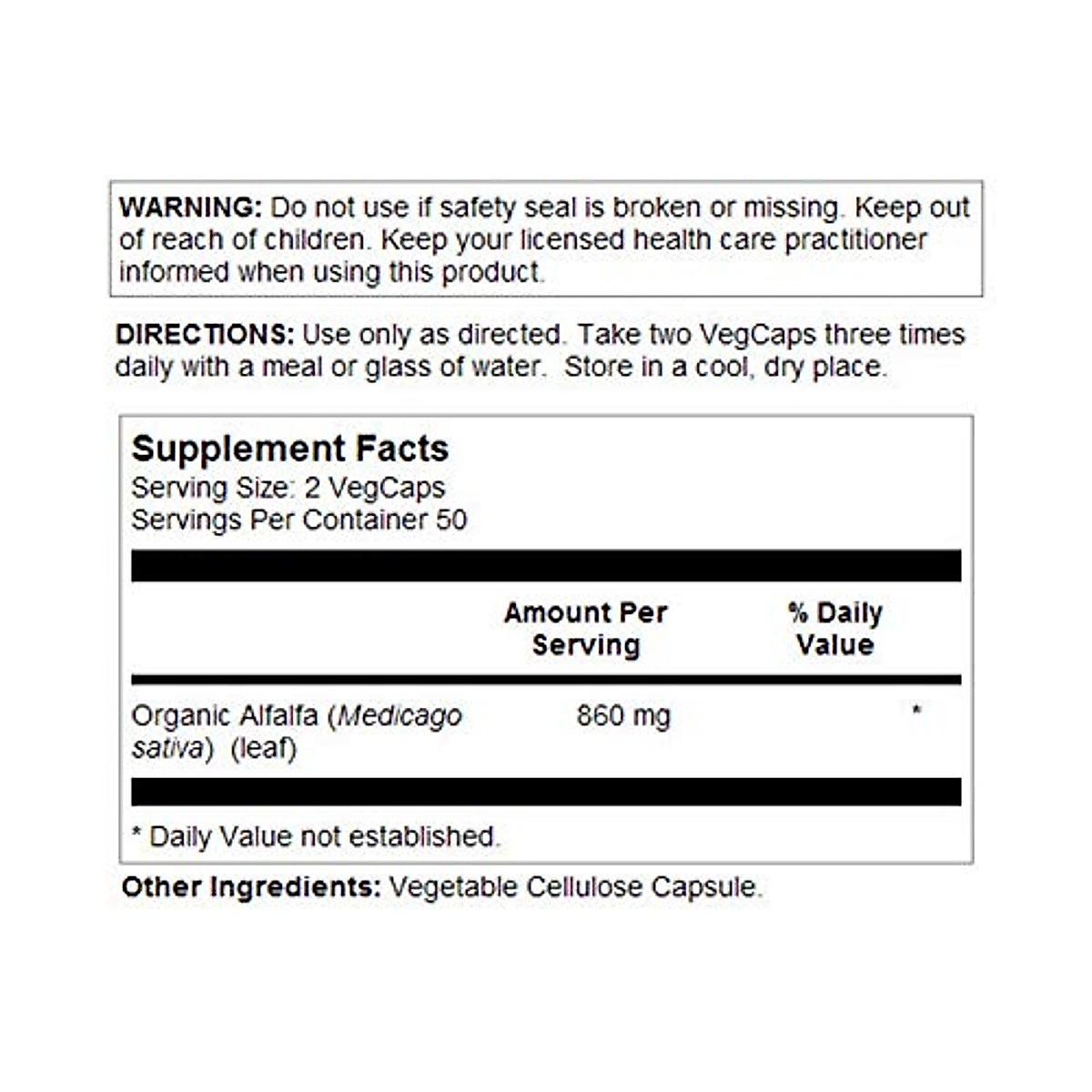 Solaray Alfalfa Leaf 430mg | Vitamin-Rich Superfood w/Fiber & Chlorophyll | Supports Healthy Blood, Kidneys & Digestion | 100ct