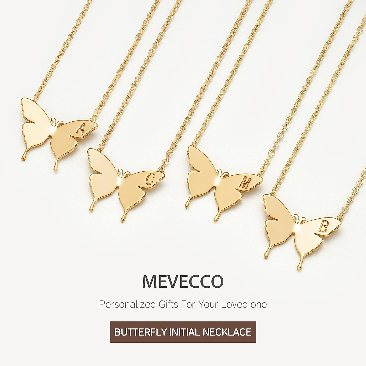 MEVECCO Gold Butterfly Pendant Necklaces,18K Gold Plated Dainty Cute Handmade Jewelry for Women …