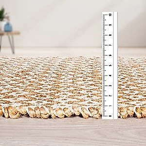 Jute Cotton Rug 2x3 Feet (24x36 inches) - Hand Woven by Skilled Artisans, for Any Room of Your Home décor – Reversible for Double The wear - Diamond Design - Jute Cotton Rug - Natural White