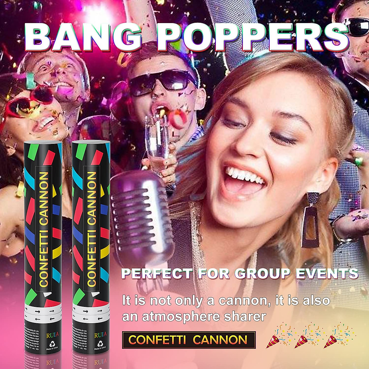 12 Inch Confetti Cannons Multicolor Party Poppers Confetti Shooters ...