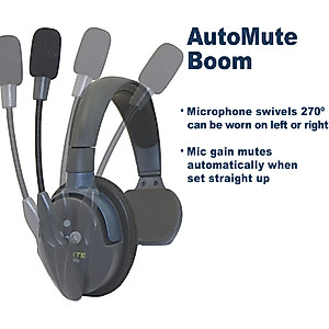 EARTEC UL3S Ultralite-HD 3-Person Full Duplex Wireless Intercom Headset Communication System, Single Ear Headsets, Up to 1000ft Range, U.S. Company