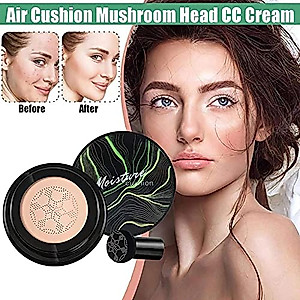 YG LianKai Mushroom Head Air Cushion CC Cream Foundation, Moisturizing Concealer BB Cream Nude Long Lasting Matte CC Cream Face Makeup Base (Natural Color)