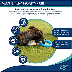 Good Scout Rubber Ring Dog Toy for Tugging & Chewing, Best Dog Toy for Fetch, Aggressive Chew Toy for Puppies & Adult Dogs, No Stuffing Dog Toy for Medium & Large Dogs