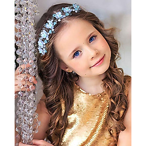 Campsis Flower Girl Headband Blue Crystal Princess Headpiece Rhinestone Girl Hair Piece Wedding Bride Accessories or Women and Girls
