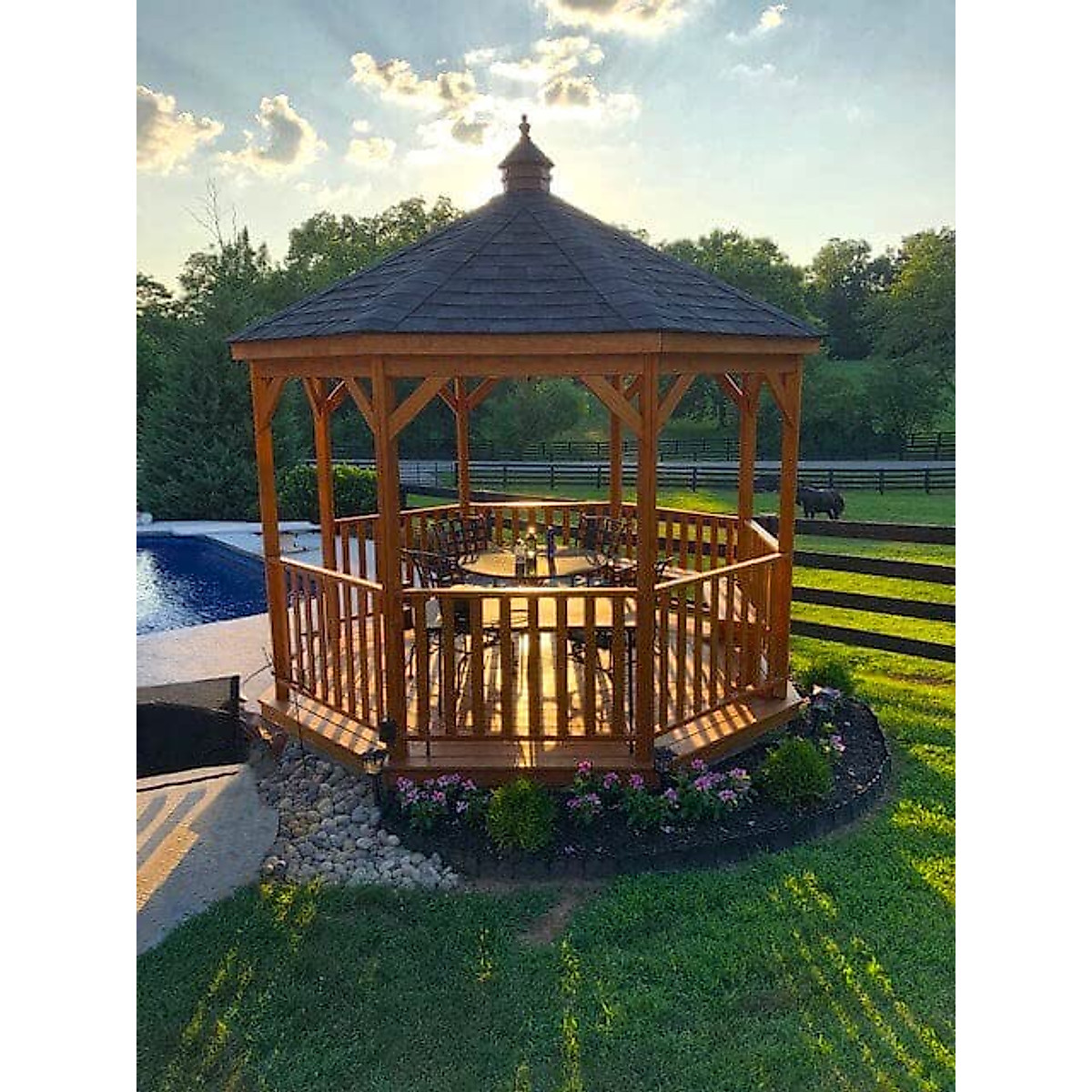 Amish-Crafted 12' Wood Octagon Gazebo-in-a-Box (Harvard Slate)