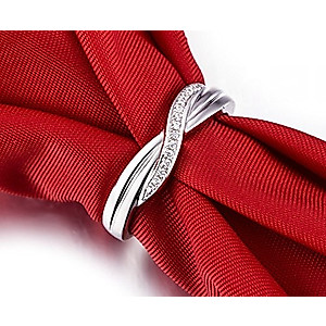 THREE MAN Sterling Silver Wedding Band Ring for Women X Style Brief Design 925 Silver (6)