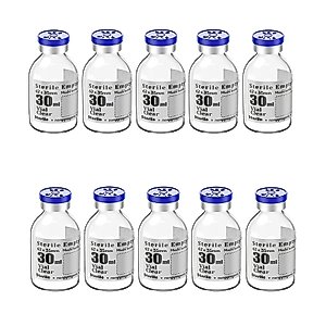 Biocomma 30ml 10pcs Sterile Empty Vial with Plastic Aluminum Flip Off Caps，Penicillin Bottle 20mm Crimp Top Sterile Transparent Borosilicate Lab Sample Vial (Transparent)