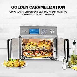 Kalorik MAXX® Plus AFO 47271 SS Digital Air Fryer Oven 26 Quart 10-in-1 Countertop Toaster Oven Air Fryer Combo - Roaster, Dehydrator, Pizza Oven | Easy-Clean Interior, Mirror finish | 14 Accessories & 60 Recipes | 22 Presets | 1750W | Stainless Steel