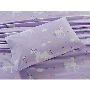Linen Plus Sheet Set Kids/Teens Unicorn Bird Star Flower Cloud Lilac Purple Pink Yellow White New # Lilac Unicorn (Twin)