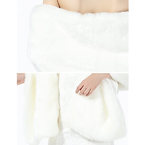 Faux fur Shawl Wrap for Wedding Women Shrug Bridal Stole Winter Cover Up Bridesmaids Cape