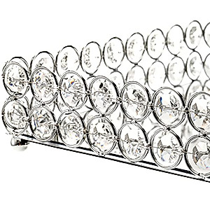 Hedume Crystal Cosmetic Makeup Tray, 12.3" x 8" Mirrored Vanity Tray, Large Jewelry Trinket Organizer Tray, Ornate Decorative Tray for Dresser Countertop Wedding Home Bathroom