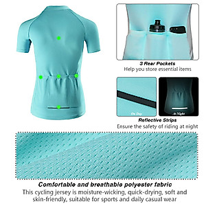 CATENA Women's Cycling Jersey Short Sleeve Shirt Running Top Moisture Wicking Workout Sports T-Shirt Blue