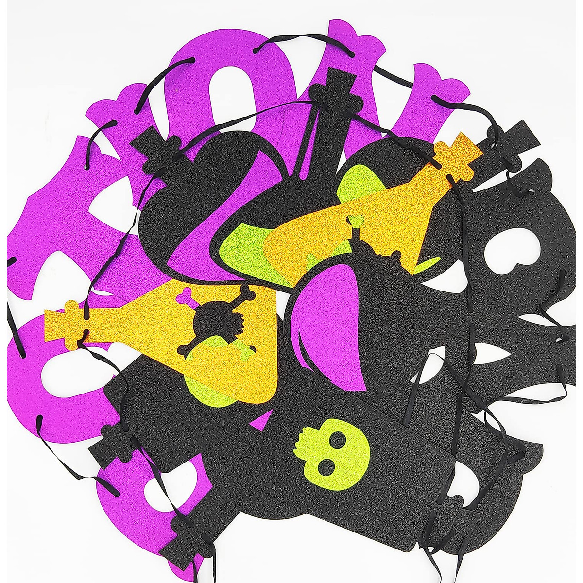 JOZON Glittery Potion Bar Banner with Potion Signs Halloween Hocus Pocus Witches Garland Banner Halloween Holiday Haunted House Party Decorations for Bar Mantle Fireplace Wall Party Supplies