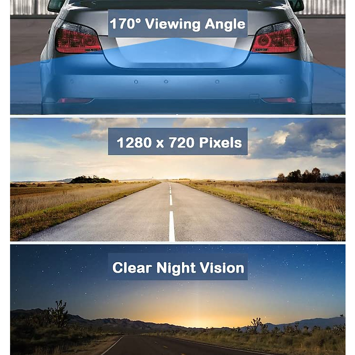 License Plate Frame Backup HD Camera Night Vision Rear View 8 IR LED 170° Angle Waterproof Compatible with Pioneer Car Radio AVH-120BT AVH-210EX AVH-2550NEX AVH-X490BS DMH-100BT DMH-160BT AVHX490BS