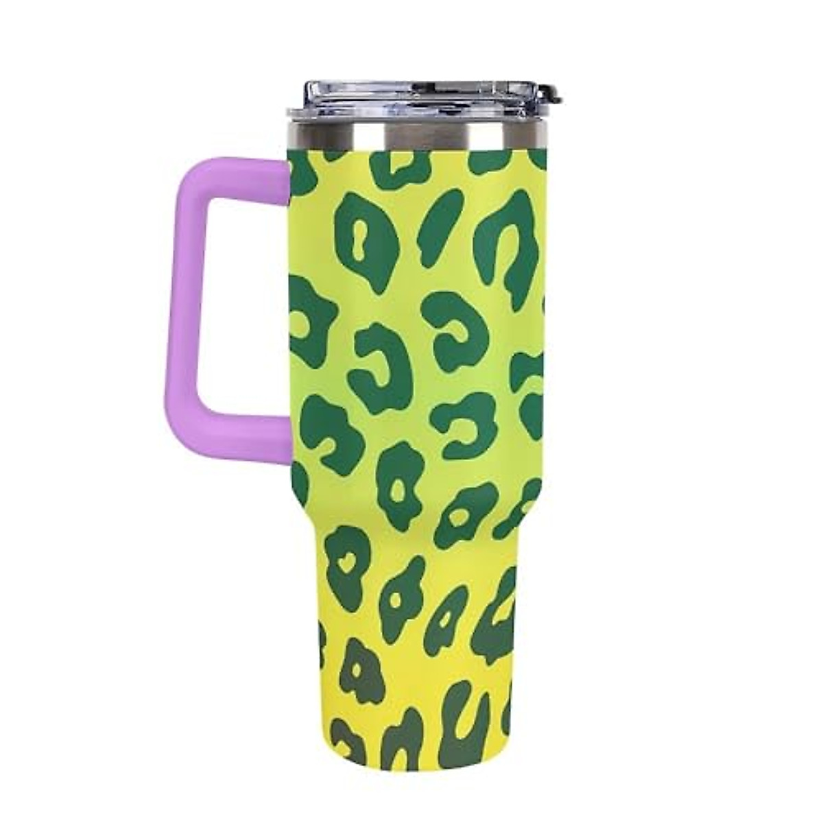 Leopard Pattern Cheetah Insulated Tumbler with Lid And Straw Stainless Steel Travel Coffee Mug 40oz Violet-style