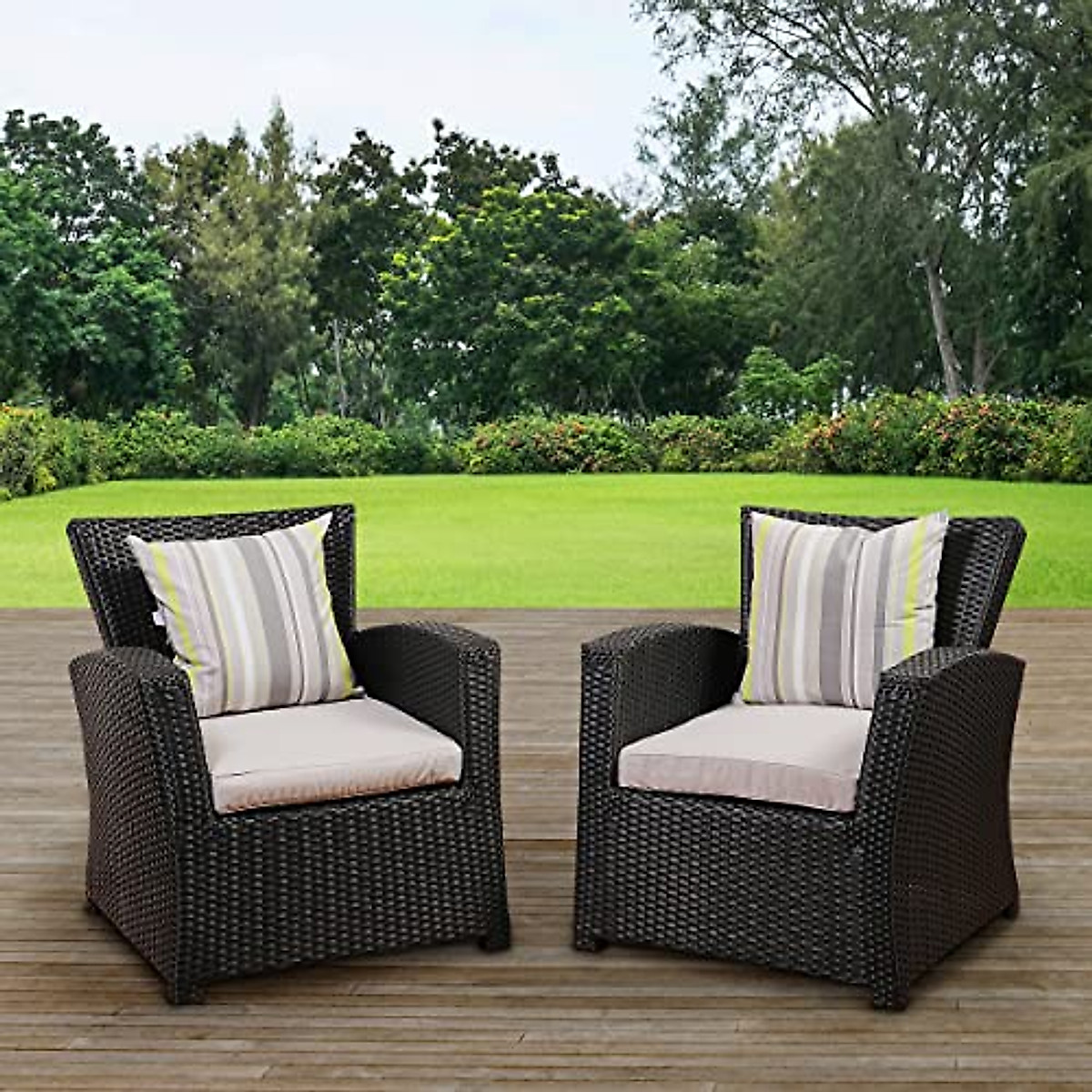Atlantic Patio Atlantic Hibiscus 2-Piece Armchair Set with Light Grey Cushions Wicker | Ideal for Outdoors and Indoors, Black