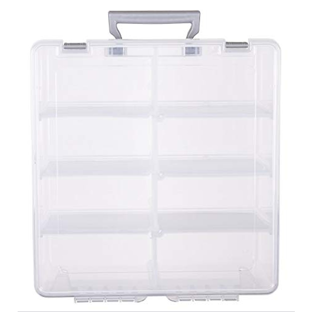 AB Designs 6990ABD Super Satchel Double Deep with Removable Dividers, Stackable Home Storage Organization Container, Clear with Sliver Latches and Handle