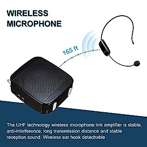 Wireless Voice Amplifier Teachers,SHIDU Portable PA System Megaphone Speaker with Microphone Headset,18Watts/300 Yard Range/ Bluetooth5.0/Work of 7 hrs,for Teaching, Coach and Instructors, conferences