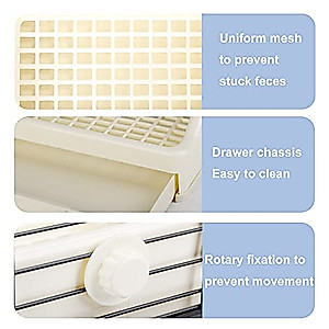 kathson Rabbit Litter Box Trainer Small Animal Potty Corner Toilet with Drawer Pet Cage Pan Litter Bedding Box for Adult Guinea Pig Hamster Bunny Ferret Galesaur Mouse Squirrel (White)