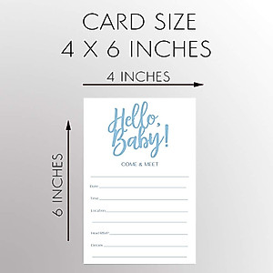 Hello Baby Fill in The Blank Invitations Sip and See World Meet Greet After Birth Baby Shower Sprinkle Born Boy Blue Baby Feet Printed Cards (24 Count)