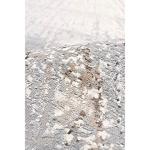 Pasargad Home Starburst Collection Polypropyle & Polyester White/Grey Patterned Living Room Bedroom Dining Home Office Area Rug 4' 0" X 6' 0"