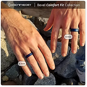 Knot Theory Metal Dark Blue Silicone Ring for Men Women - Breathable Bevel Comfort Fit 6mm Wedding Band Size 12