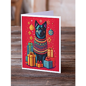 Caroline's Treasures DAC3154GCA7P Schipperke Holiday Christmas Greeting Cards Pack of 8 Blank Cards with Envelopes Whimsical A7 Size 5x7 Blank Note Cards
