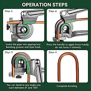 Antstone 1/4” 3/8” 1/2” O.D. Tubing Bender 3 in 1 Tube Bender 180° HVAC Copper Aluminum Tubes Bending Tool for Air Conditioning Refrigeration Repair