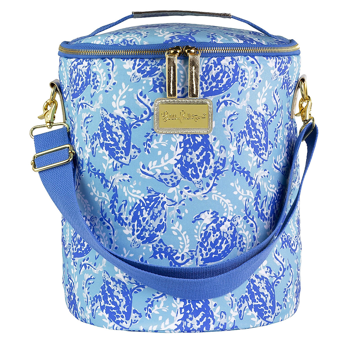 Lilly Pulitzer Blue Insulated Beach Cooler with Adjustable Strap, Turtley Awesome