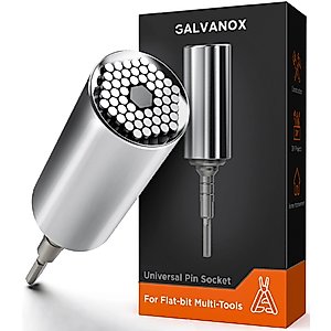 Galvanox Universal Socket Adapter Compatible with Leatherman Flat Bit System - Skeletool, Surge, MUT, Wave Plus and Signal Multitool Kit Set (Multi-Tool Accessories)