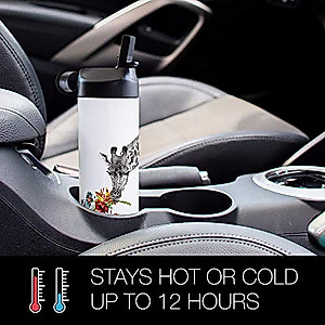 Tree-Free Greetings Checking in Giraffe Vacuum-Insulated Stainless Steel Sportiva Tumbler, With Internal Straw, 17 Ounce