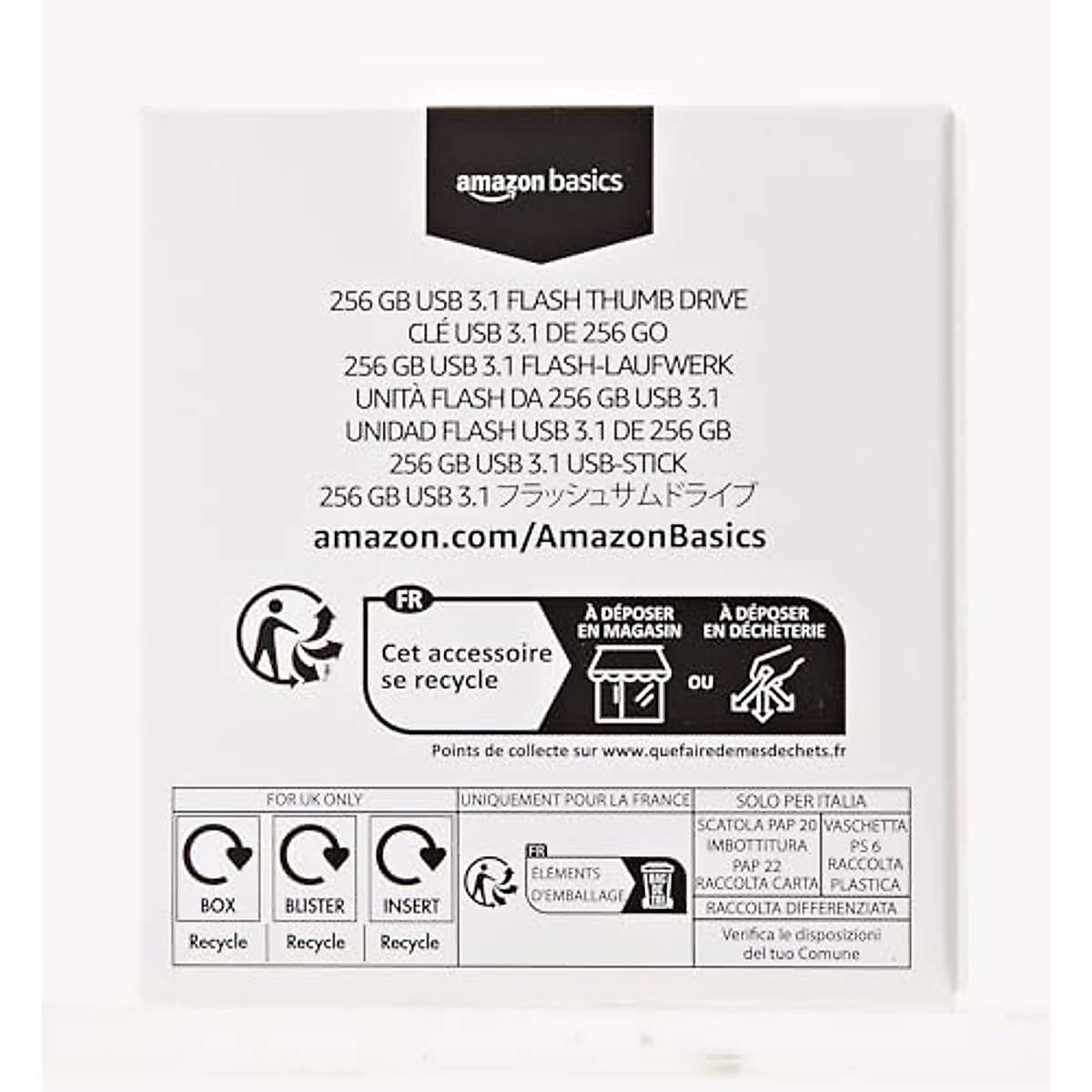 Amazon Basics - 256GB Ultra Fast USB 3.1 High Capacity Flash Drive for Fast Data Transfer and Storage, Black