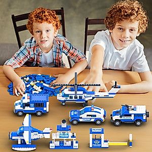 WishaLife 8 in 1 City Police Mobile Command Center Truck Toy Building Set, with Police Station Toy, Police Car Toy, Helicopter Toy, Boat Toy, Fun Police Toys Gift for Kids, Boys and Girls Ages 6 Plus