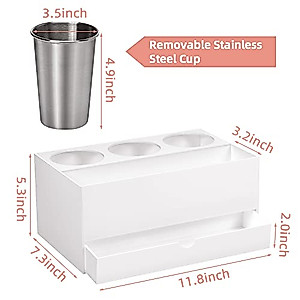 Hair Tool Organizer, White Acrylic Hair Dryer Holder with Drawer, Blow Dryer Holder Curling Iron Holder for Hair Product, Makeup