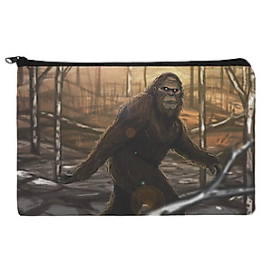 Bigfoot Sasquatch Walking in The Woods Pencil Pen Organizer Zipper Pouch Case