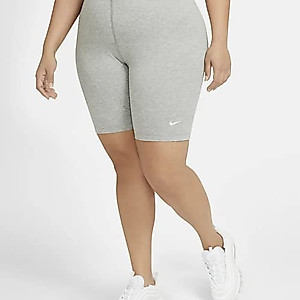 Nike Women's Sportswear Essential Mid-Rise Bike Shorts (Plus Size), Dark Grey Heather/White, 1X