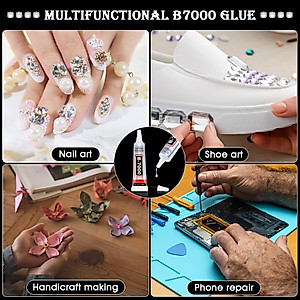 Tetutor Rhinestone Fringe with B7000 Glue Multipurpose Adhesive, 1 Yard Sparkle Rhinestone Trim Rhinestone Fringe Belt Rhinestone Fringe Trim, Sliver Diamond Fringe Rhinestone