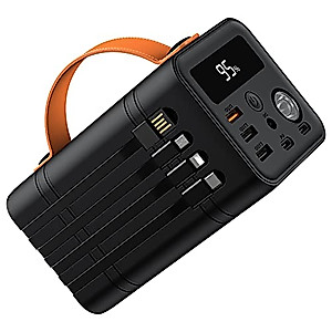 Laptop Power Bank 60000mAh/222Wh,100w usb c Charger Fast Charging ,External Battery Power Banks with Built in Cable, Compatible with iPhone 14/13 Series, Samsung, MacBook, surface,HP,Dell, and More