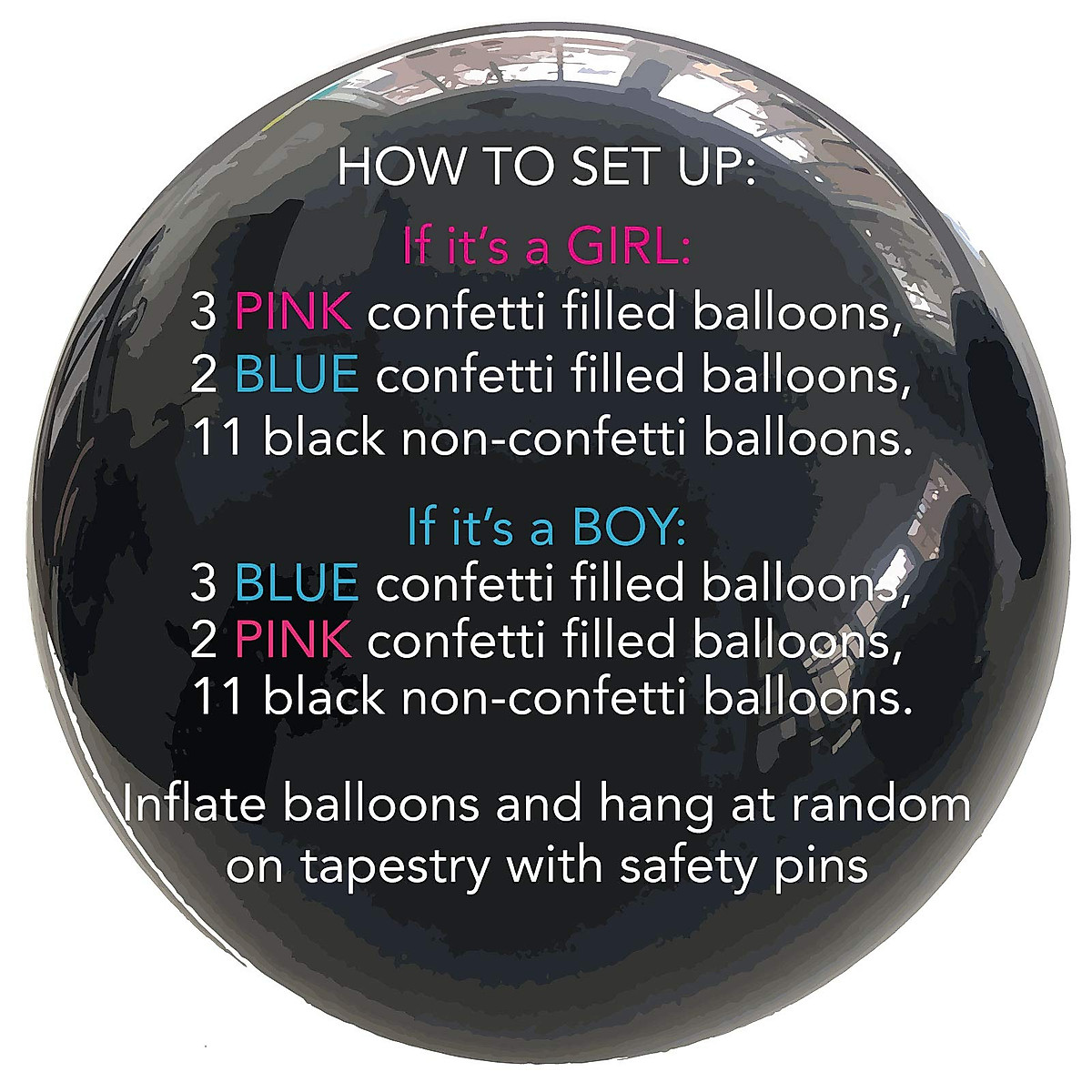 Rool - Gender Reveal Ideas Party Supplies Game Pack - Gender Reveal Dart Board Game, Balloon for Girl or Boy, Decoration Balloons Confetti, Pink, Blue and Black Gender Reveal Balloons